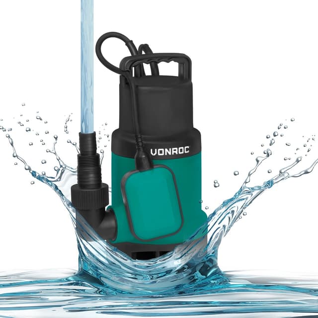 VONROC Dränkbar pump 750W – 14000 L/h | Smutsigt och rent vatten ...