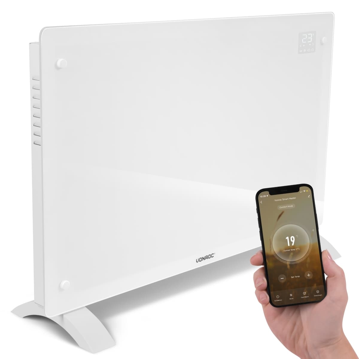 VONROC Radiator - Elradiator | Glas | Luksus | 2000W | WIFI - Smartapp ...