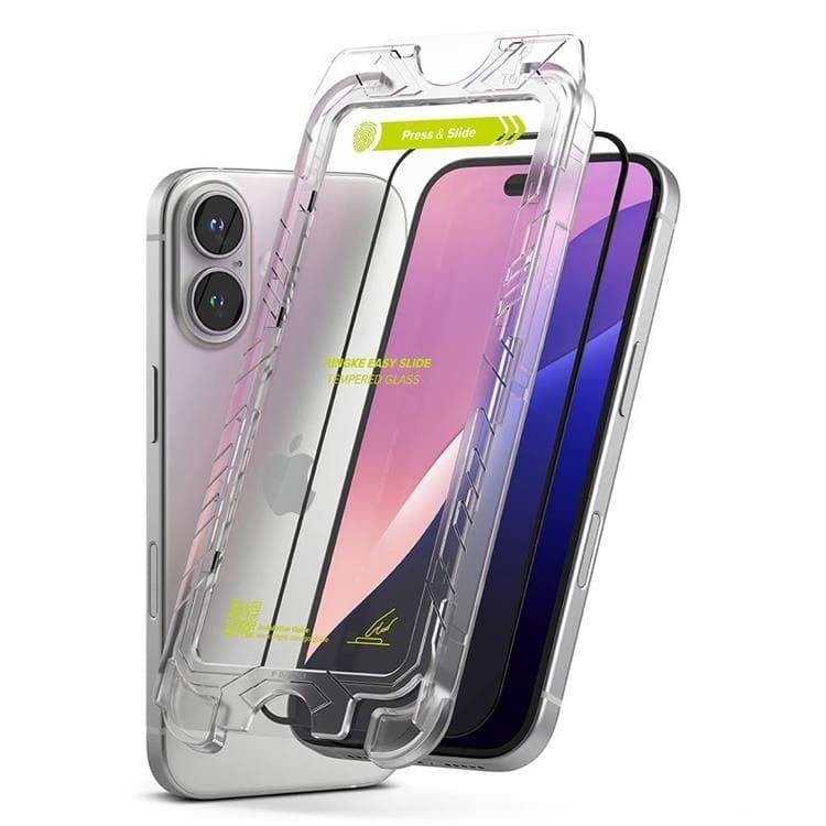 [2-Pack] Ringke iPhone 16/15 Härdat glas Skärmskydd Easy Slide - Svart ...