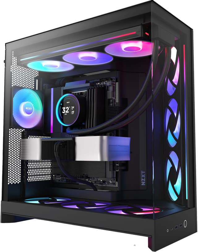 NZXT H9 Flow RGB 2025 PC-kotelo (musta) - Gigantti verkkokauppa