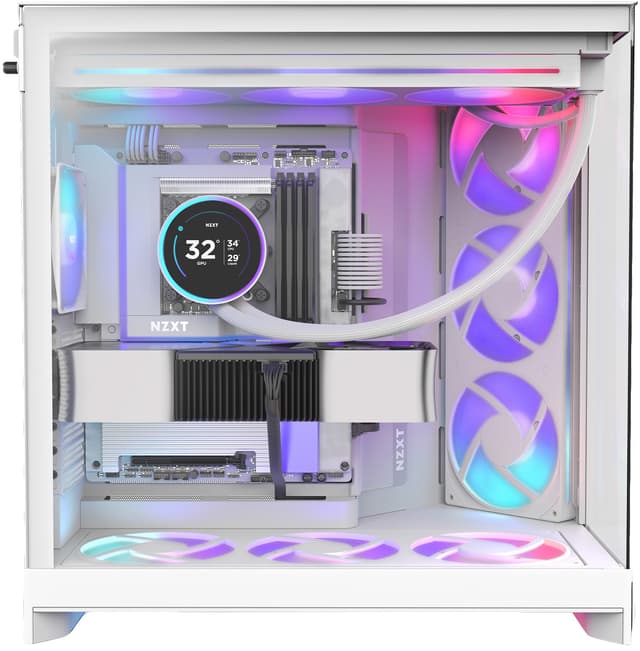 NZXT H9 Flow RGB+ 2025 PC-chassi (vitt) - Elgiganten - Elgiganten