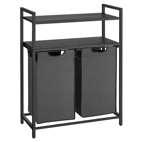 Klesvaskkurv med 2 rom og 2 hyller - Svart/Grå - Elkjøp | Elkjøp