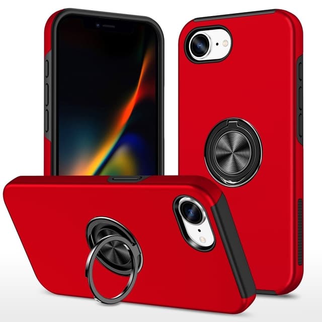 Till iPhone 16ex Hybrid skal med Finger Ring - Röd - Elgiganten