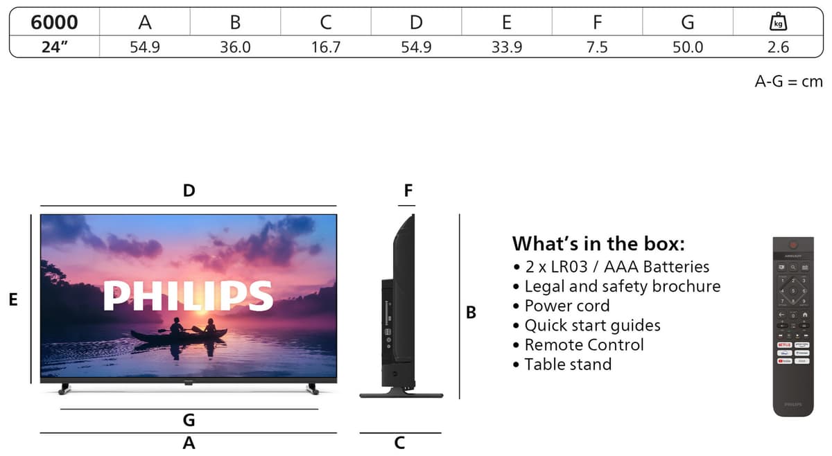 Philips 24” PHS6000 HD Ready LED Smart-TV (2025) - Elkjøp