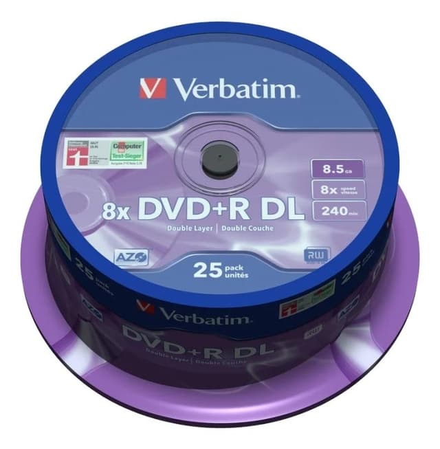 Verbatim DVD+R DL, 8x, 8.56GB/240min, 35-pack spindel, matt silver - Elkjøp | Elkjøp