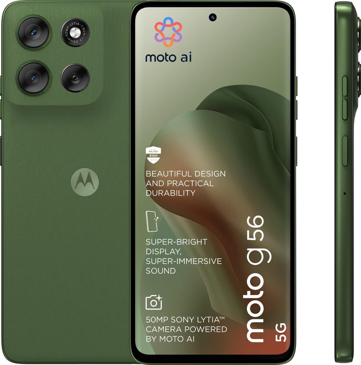 Motorola G56 5G smarttelefon 8/256GB (grønn) - Elkjøp