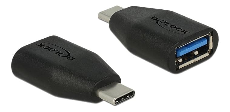 DeLOCK SuperSpeed USB-C hann til USB-A hunn-adapter, 10 Gbps, svart ...