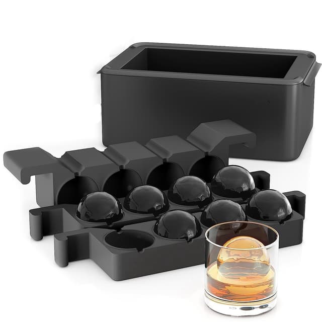 Rund isbitform av silikon med lokk - 8 store isballformer - Elkjøp | Elkjøp