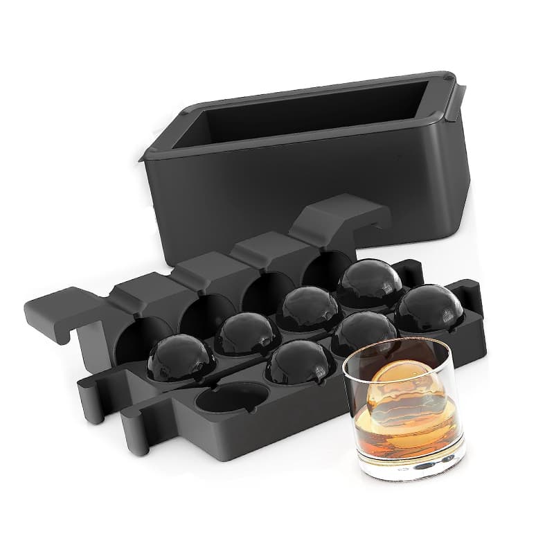 Rund isbitform av silikon med lokk - 8 store isballformer - Elkjøp | Elkjøp