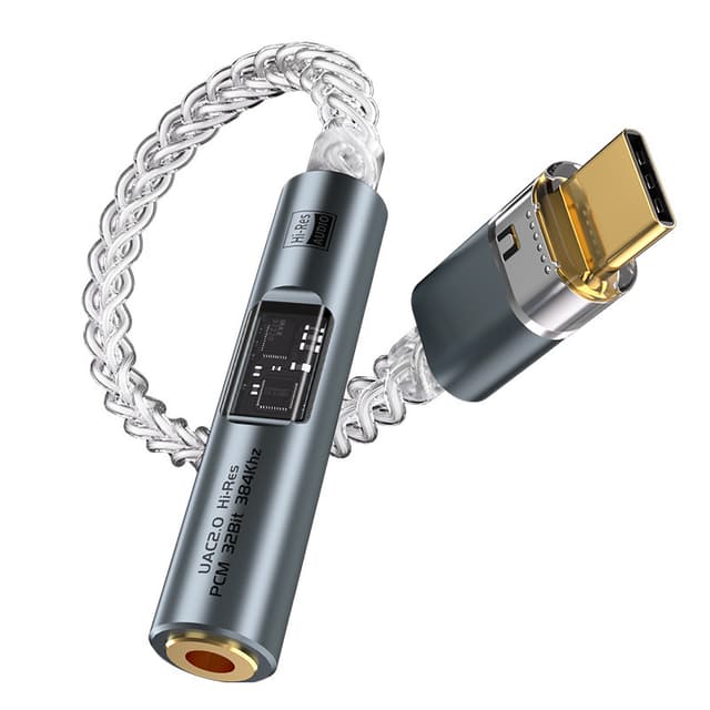 BA23 USB-C till 3,5 mm ljudadapter med inbyggd DAC Grå - Elgiganten ...