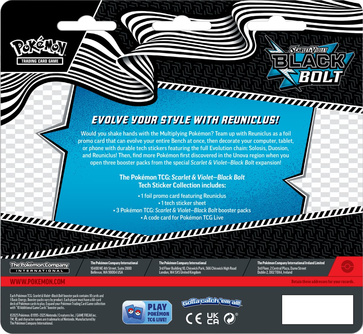 Pokemon TCG Scarlet & Violet 10.5 Black Bolt Tech Sticker Collection ...