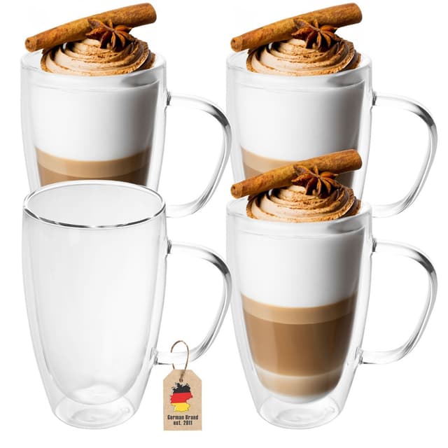 4x Kaffekopp Mugg Termoglas 400-500ml Teglas Kaffeglas - Elgiganten ...