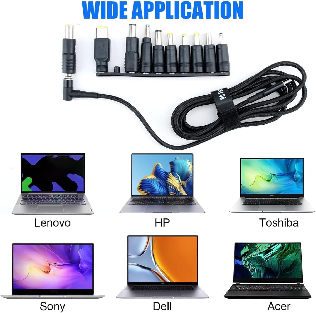 NÖRDIC USB-C til DC-strømkabel med 10 adaptere 1.8m - Elkjøp | Elkjøp