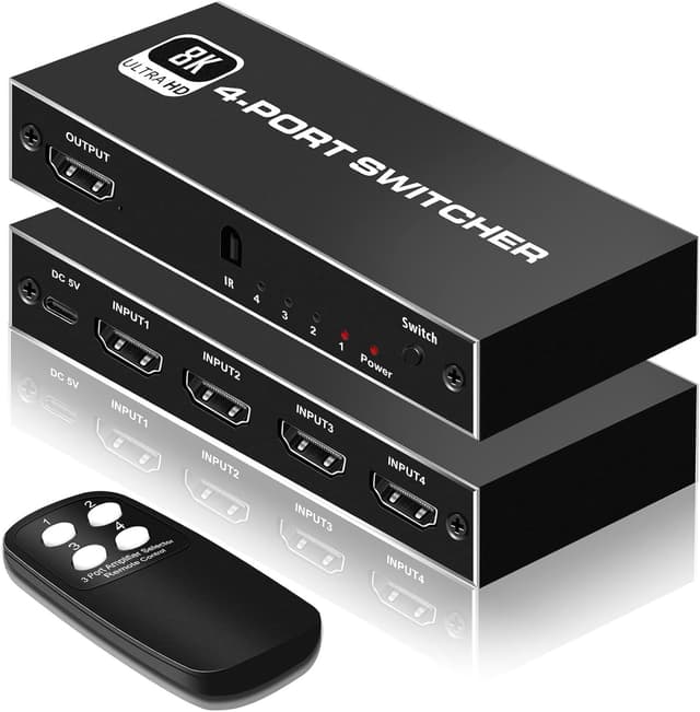 NÖRDIC HDMI 2.1-svitsj 4 til 1 8K60Hz 4K144Hz 48Gbps - Elkjøp
