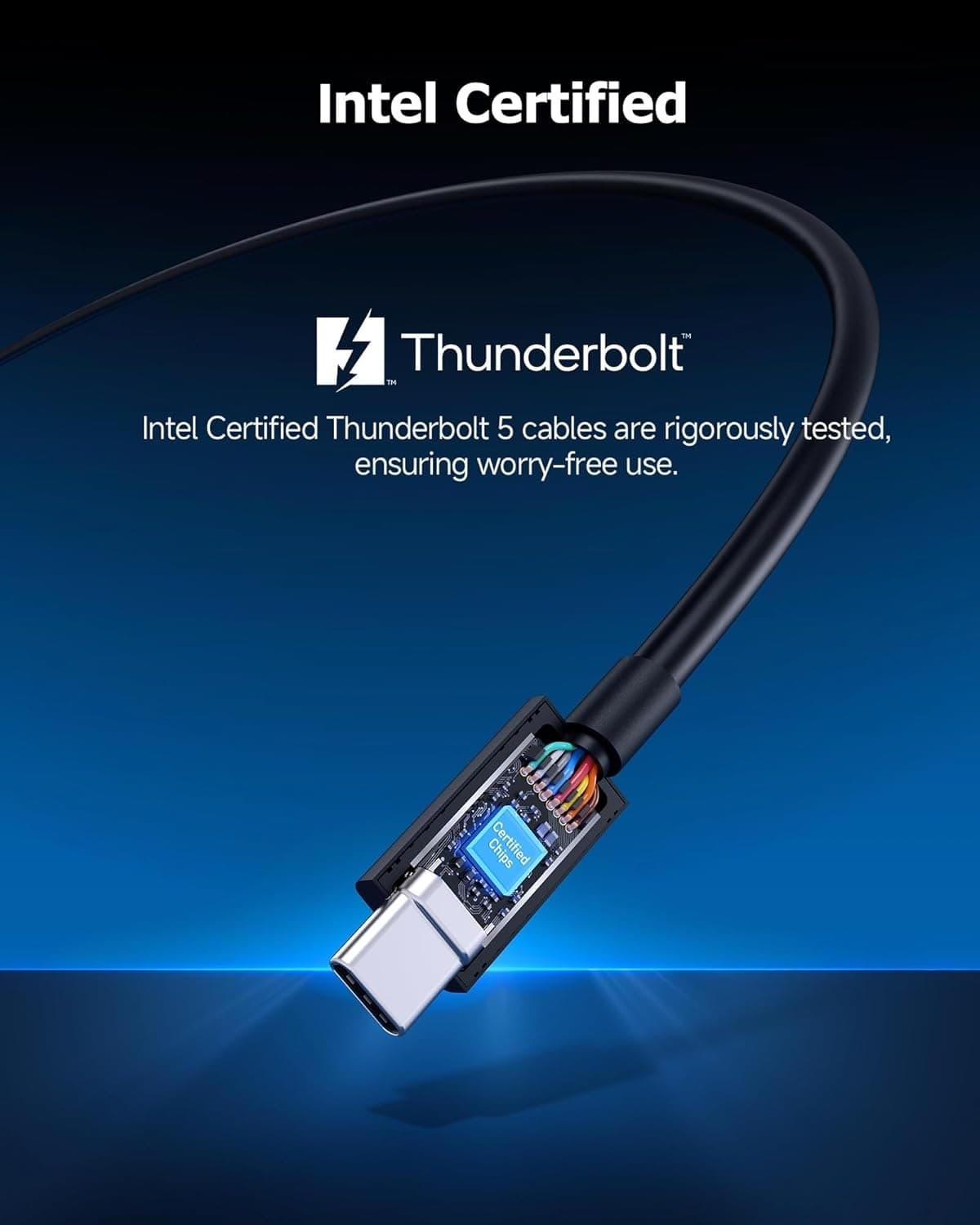 Cable Matters Intel Sertifisert 80G Thunderbolt 5 Kabel med vinklet kontakt 240W ladeeffekt - 0 ...