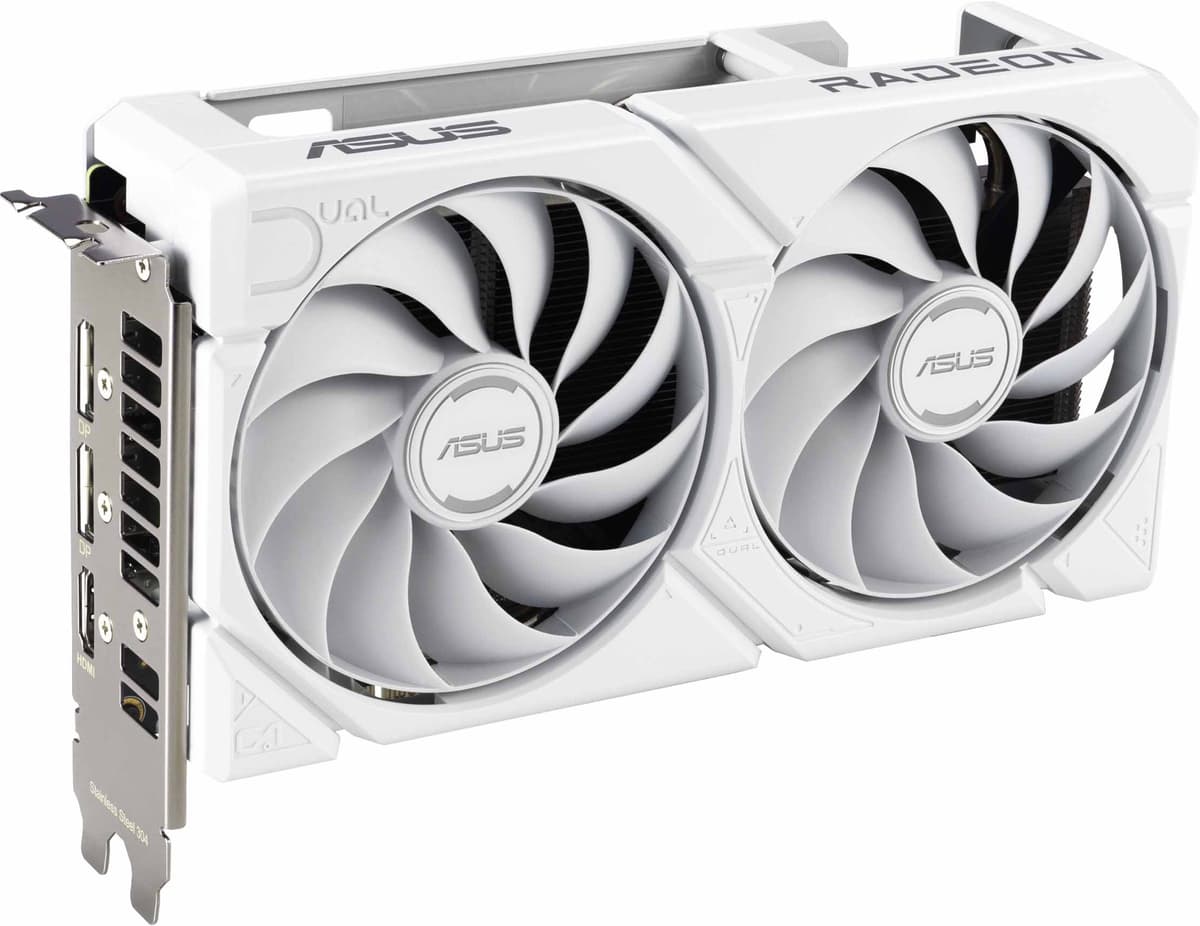 ASUS Dual AMD Radeon RX9060 grafikkort (16GB GDDR6, hvid) | Elgiganten