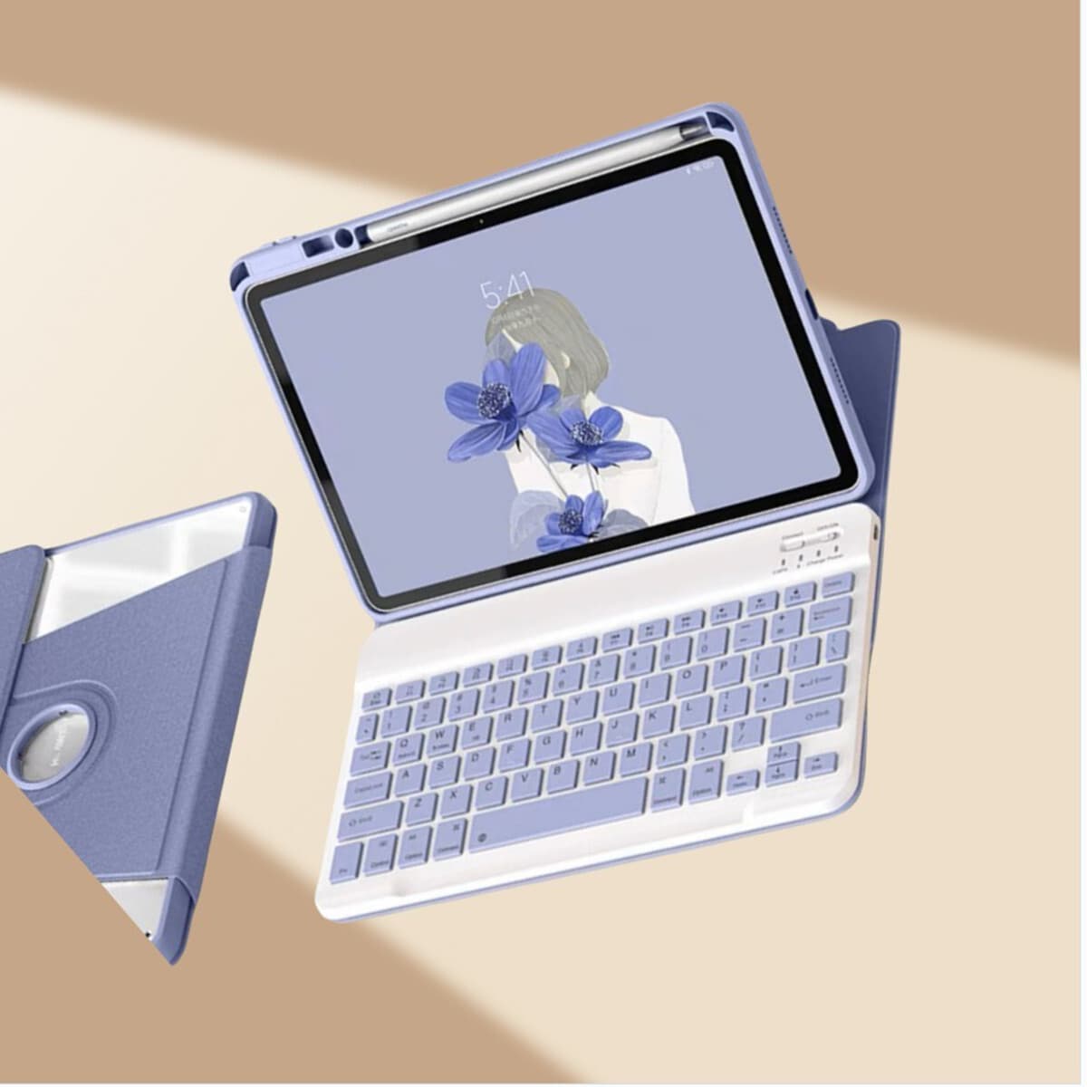 360° Roterende Bluetooth Tastatur Cover med Penholder til Samsung Tab ...