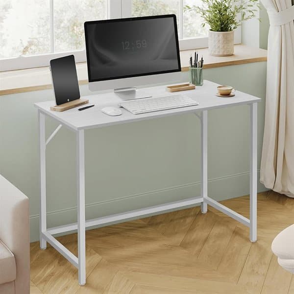 Vitt skrivbord med metallram – 100 x 50 x 76 cm - Elgiganten