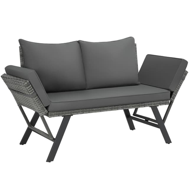 tectake Loungesoffa Sintra i konstrotting med justerbara armstöd, 2i1 ...
