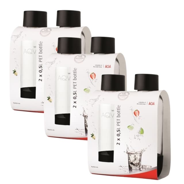 6-pack AGA AQVIA ""on-the-go"" 0,5L, PET-flaska (Svart) - Gigantti
