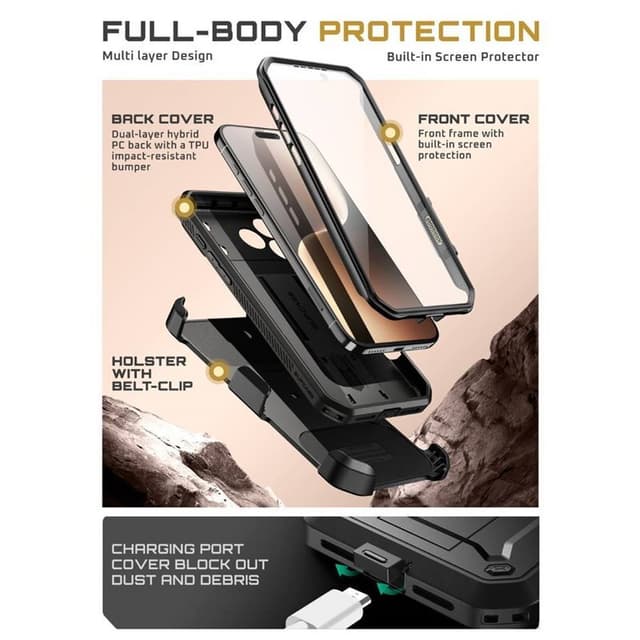 SUPCASE UB Pro cover iPhone 17 Pro - Sort | Elgiganten | Elgiganten