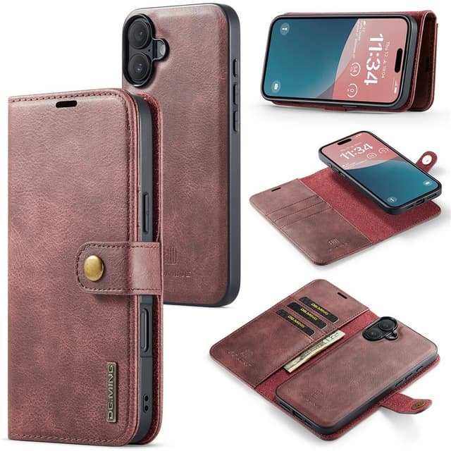DG MING iPhone 17 2-i-1 Magnet Flip Cover - Rød | Elgiganten | Elgiganten