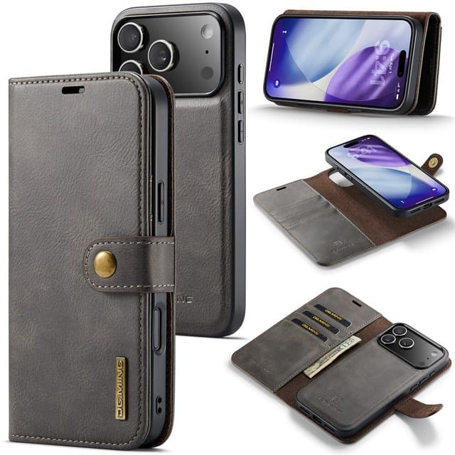 DG MING iPhone 17 Pro Max 2-i-1 Magnet Plånboksfodral - Grå - Elgiganten