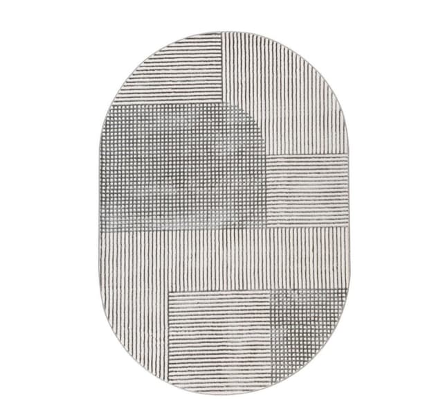 Matta ZOE-3, 133x190cm, grå oval - Elgiganten