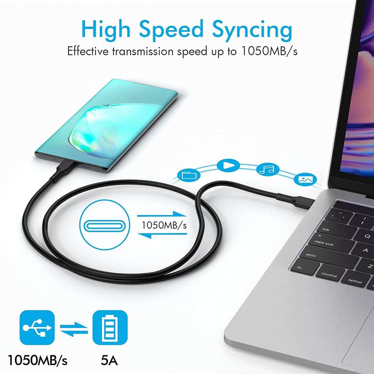 NÖRDIC 3m USB3.2 Gen2 SuperSpeed USB 10 Gbps USB-C til C PVC-kabel med ...