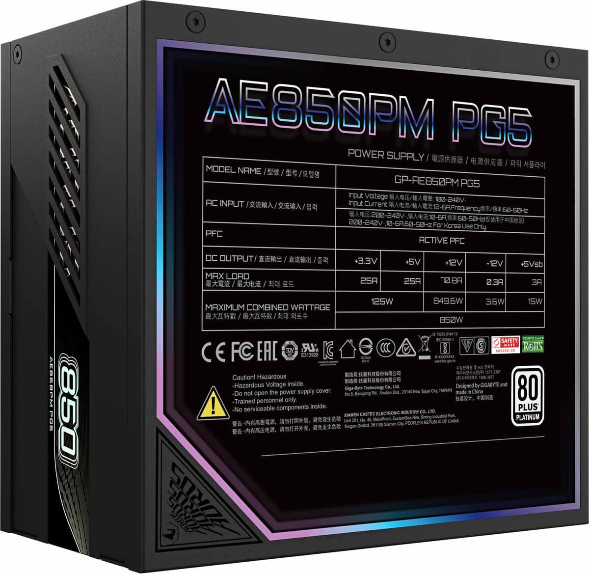 Gigabyte Aorus Elite PI 850 W virtalähde (musta) - Gigantti