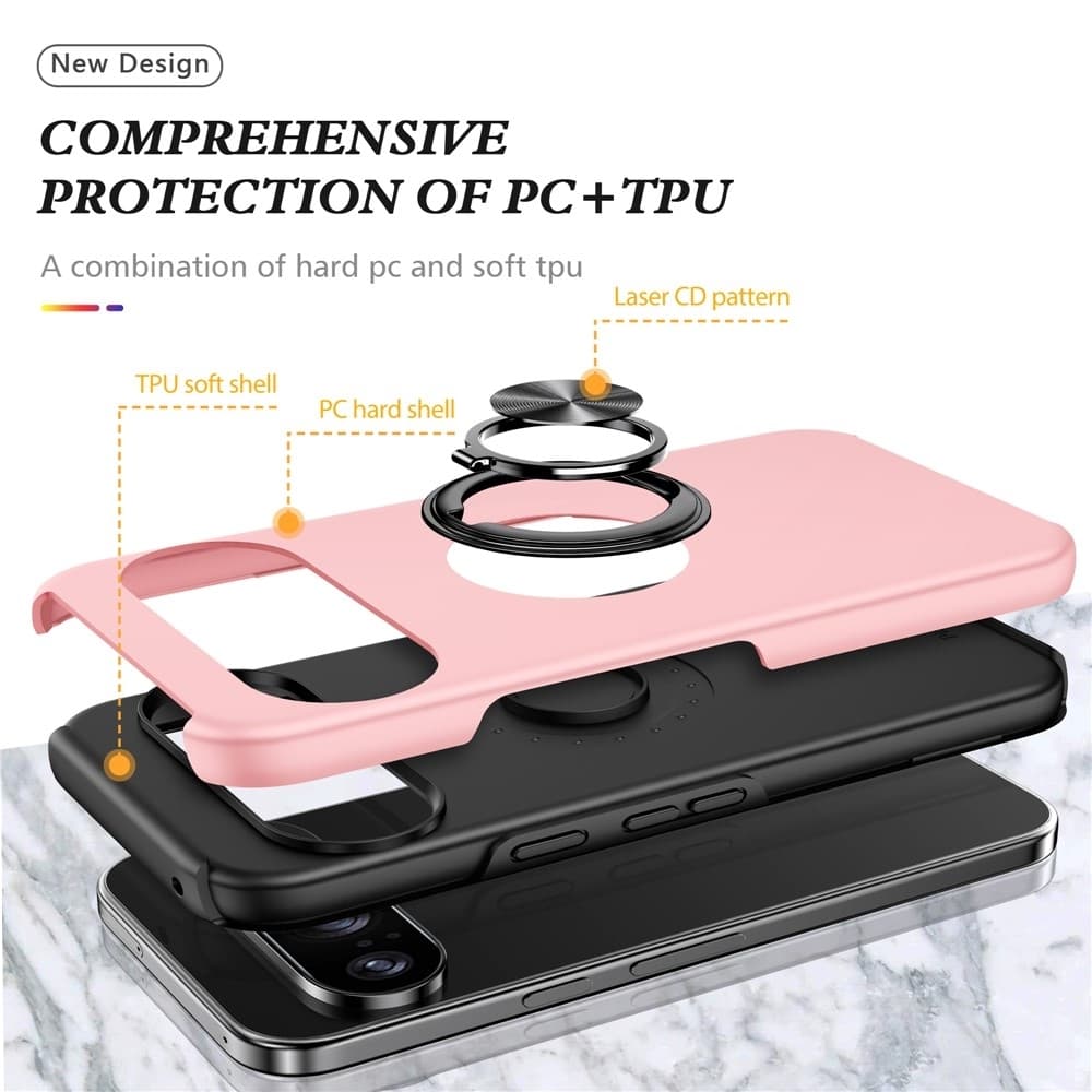 Til Pixel 10 Pro / Pixel 10 Deksel Hybriddeksel med Finger Ring - Rosa ...