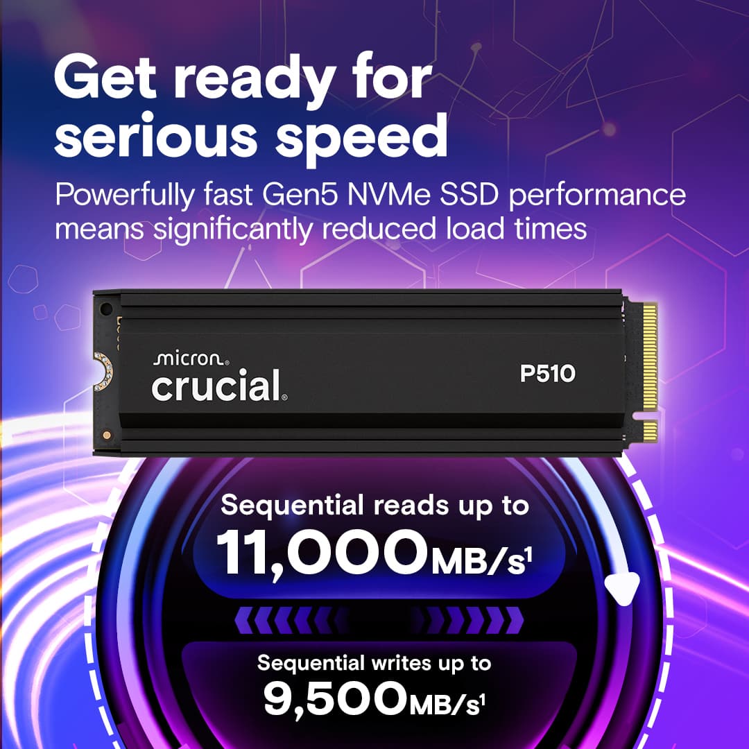 Crucial P510 intern SSD med kjøleribbe (1TB) - Elkjøp