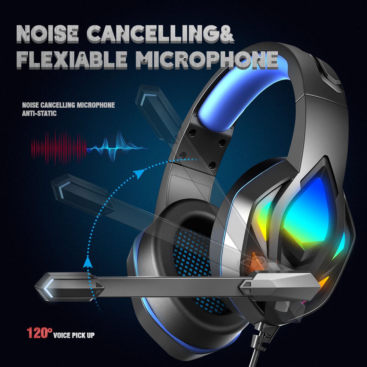 H100 Gaming Headset / Kablet over-ear hodetelefoner Svart + blå ...