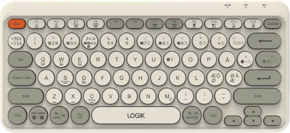 Logik Compact Bluetooth Round Key trådlöst tangentbord (grått) - Elgiganten