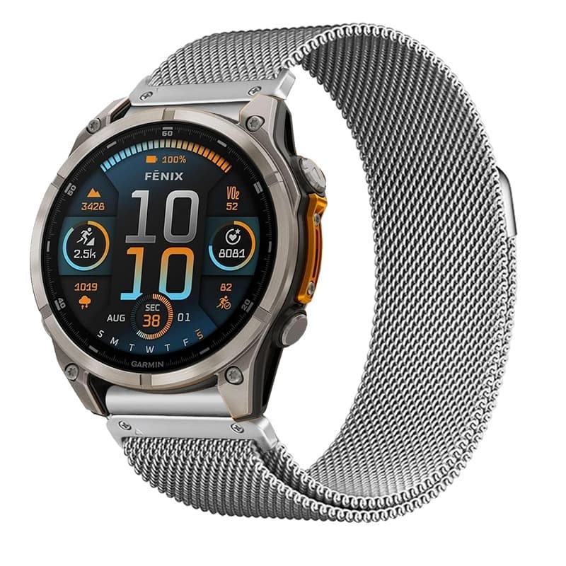 MILANESE MAGNETISK METALLREM FÖR GARMIN FENIX 8/965/TACTIX 8 Silver 26 ...