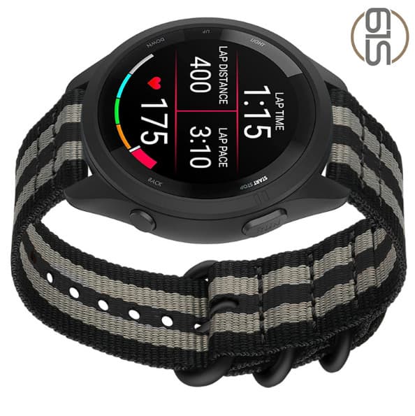 Nylon klokkerem til Garmin Forerunner 965/955/945/935/255/265 Svart+grå ...