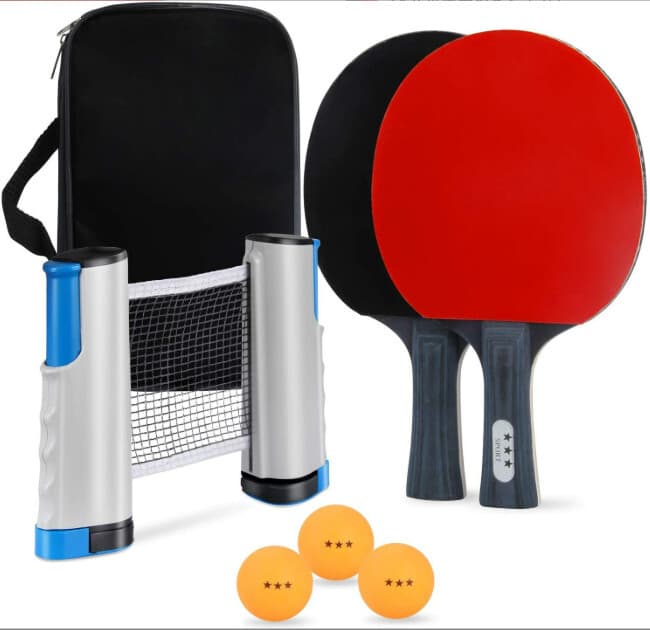 Portabelt pingis-set med infällbart nät, racketar och bollar - Elgiganten