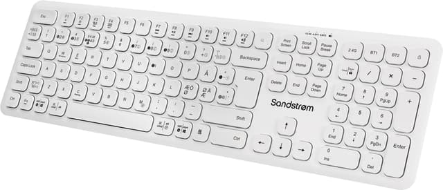 Sandstrøm Dual Mode trådlöst tangentbord (vitt) - Elgiganten