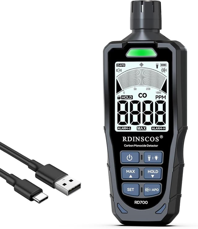 NÖRDIC Kolmonoxiddetektor med LCD-skärm, bärbar CO-detektor för hem ...