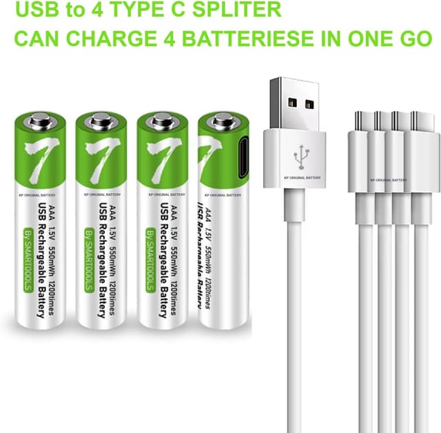 NÖRDIC USB-C Ladattavat paristot 4-pack AAA/LR03 - Gigantti