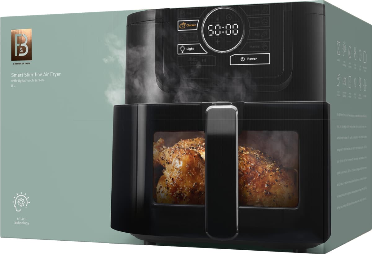 F&B Slim Smart airfryer (musta) - Gigantti