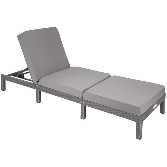 tectake Polyrattan liggestol med hynder Sofia 196 x 66 x 27 cm Grå ...