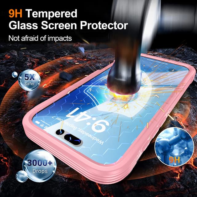 Pink 9H Hærdet Glas Stødsikkert Telefoncover Kompatibelt med iPhone 17 ...