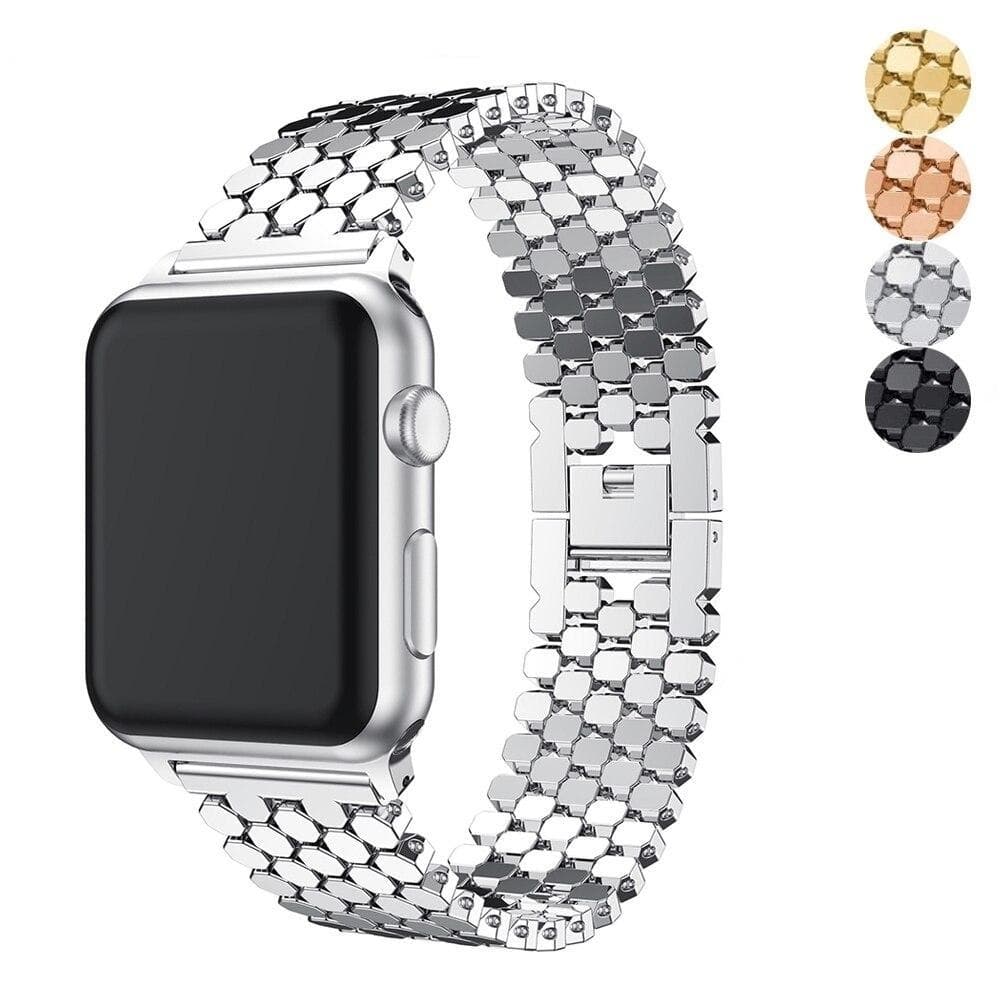 SKALO Fish Scale Metalliranneke Apple Watch Series 11 42mm - Musta ...