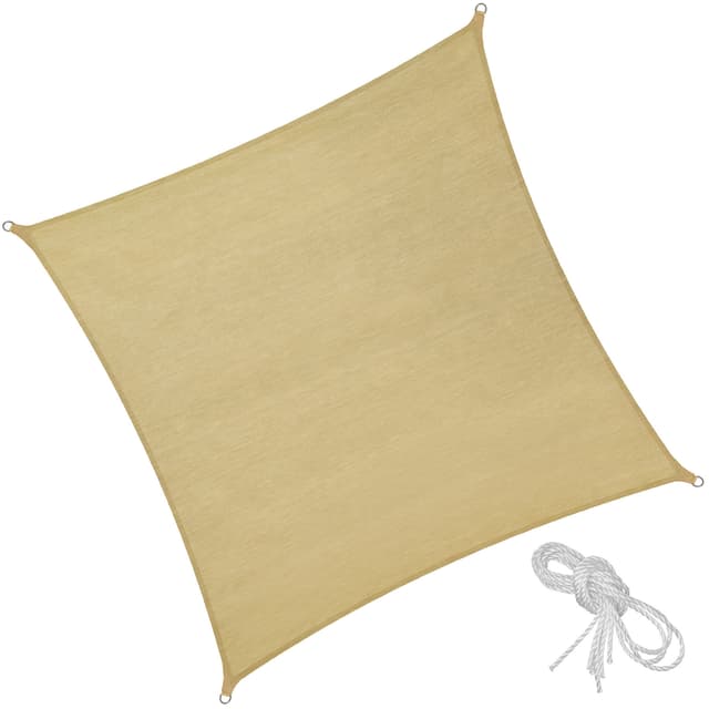 tectake Solsejl firkantet, beige 5 x 5 m | Elgiganten | Elgiganten