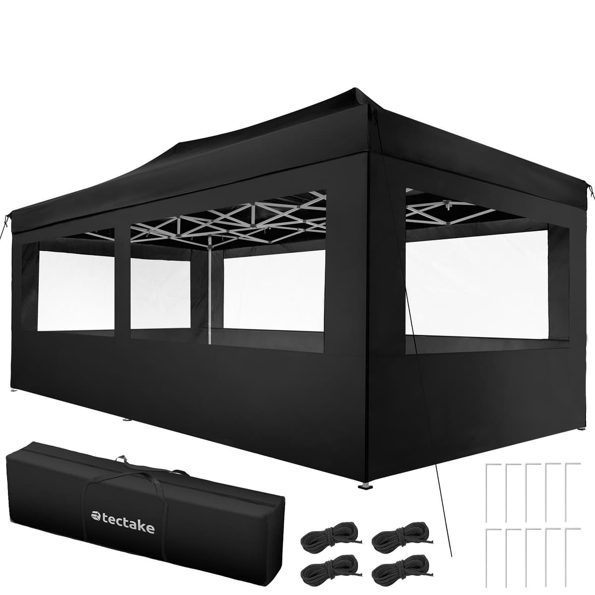 tectake Easy up pavillon Viola 3x6 m med 4 sidestykker 600 x 300 x 280 ...