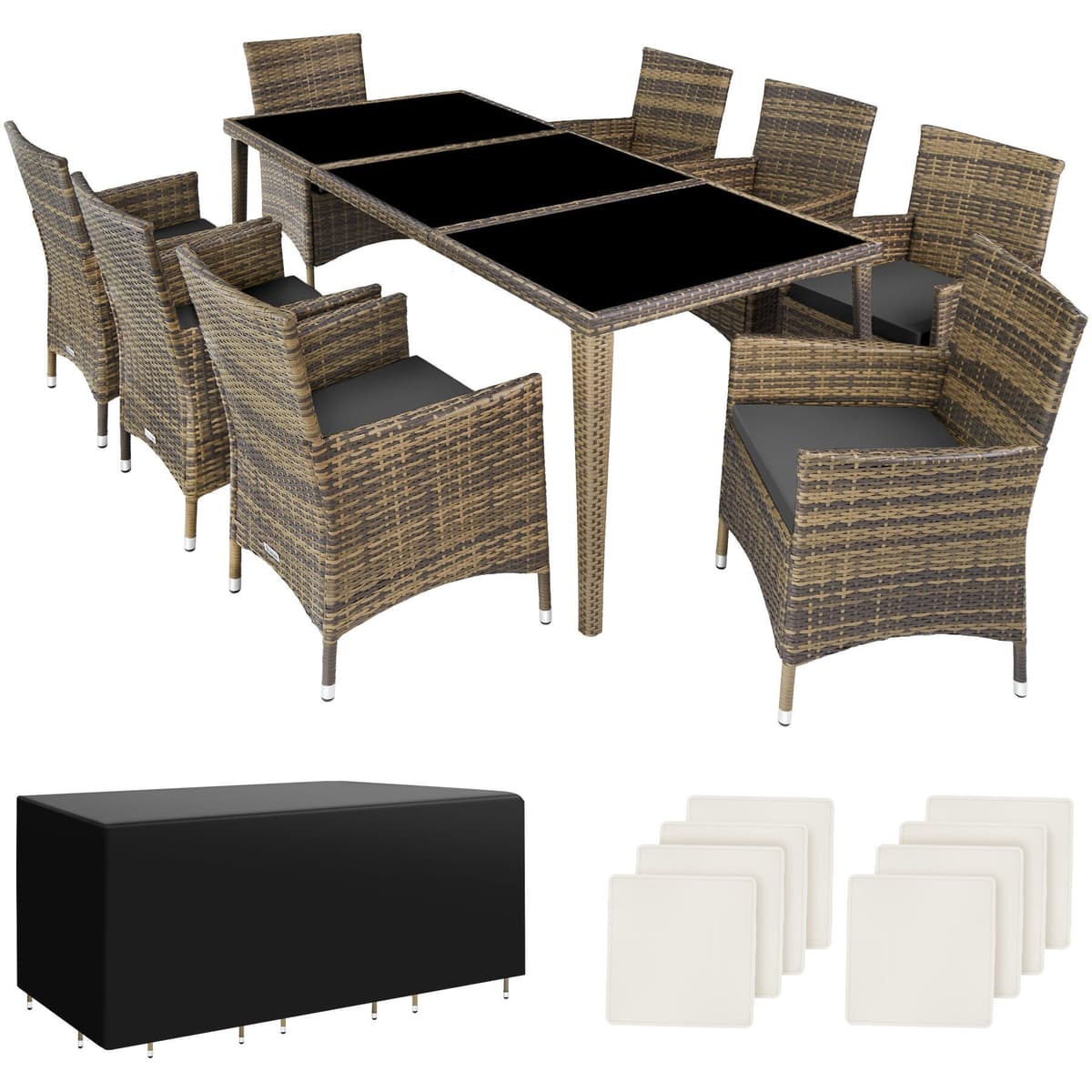 tectake Polyrattan loungesæt Menorca 59 x 57 x 86 cm Natur | Elgiganten | Elgiganten