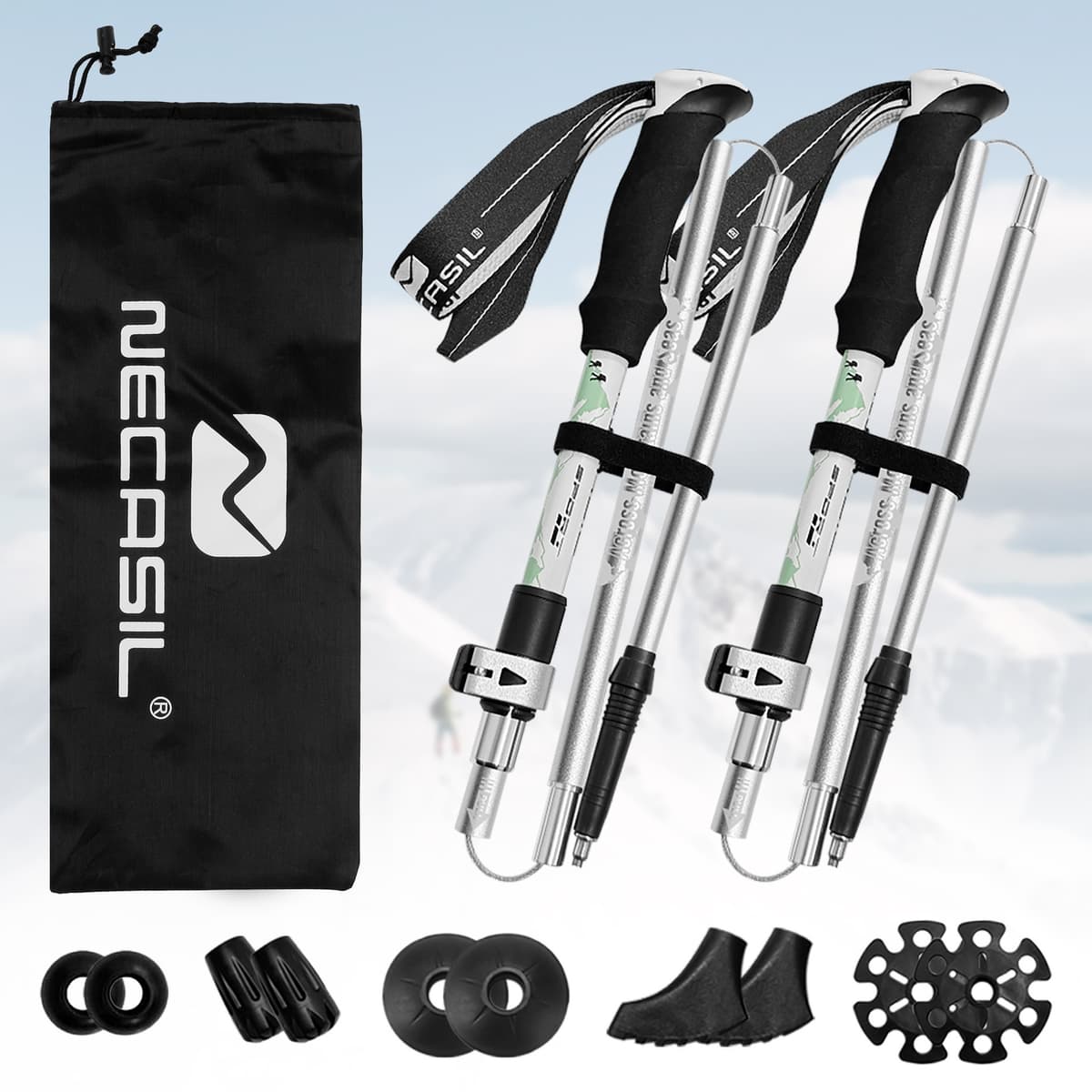 5-Sektions Pro Vandrestave Sæt: Aluminiumlegering, Sammenklappelig ...
