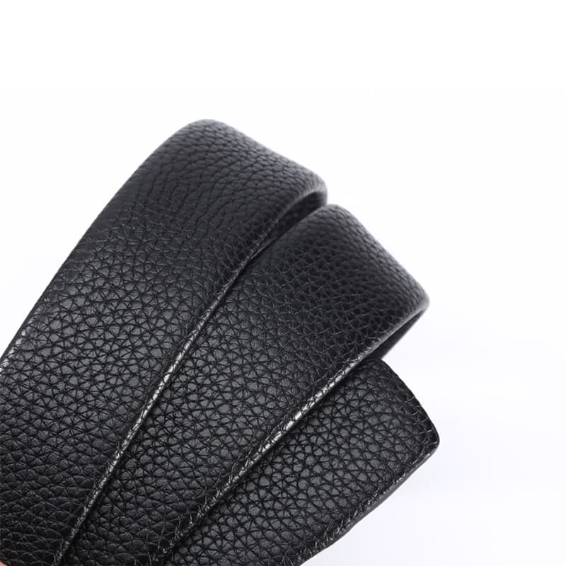 Herrebelte i ekte lær, 125 cm svart kjolebelte med automatisk spenne ...