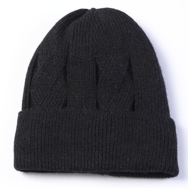 Mænds kabelstrik fleeceforet hat Sort | Elgiganten